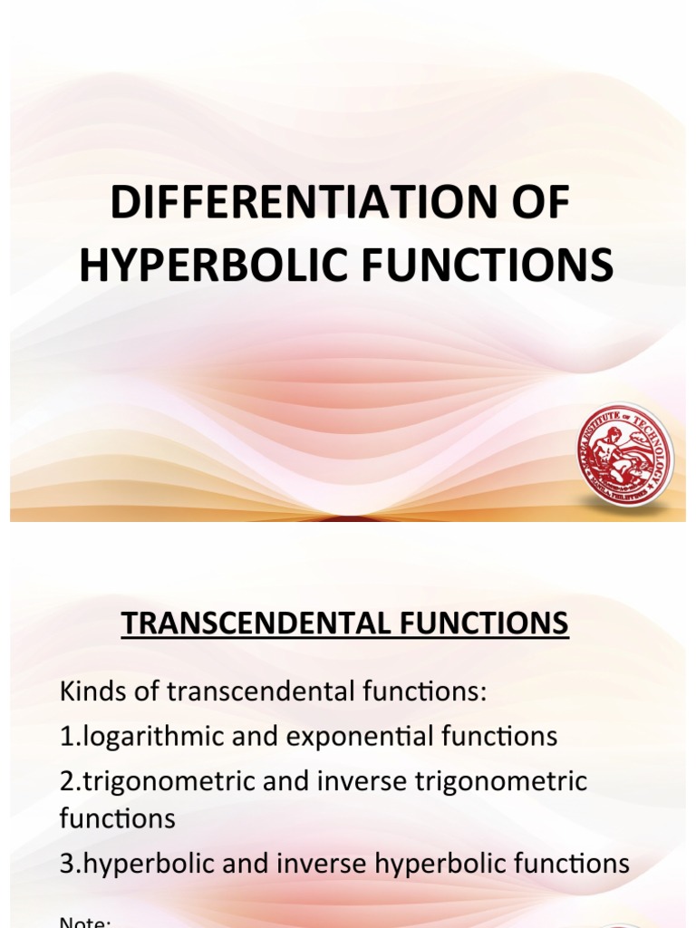 Lesson 3 Derivative of Hyperbolic Functions | PDF | Differential ... Lesson 3 Derivative of Hyperbolic Functions | PDF | Differential ...