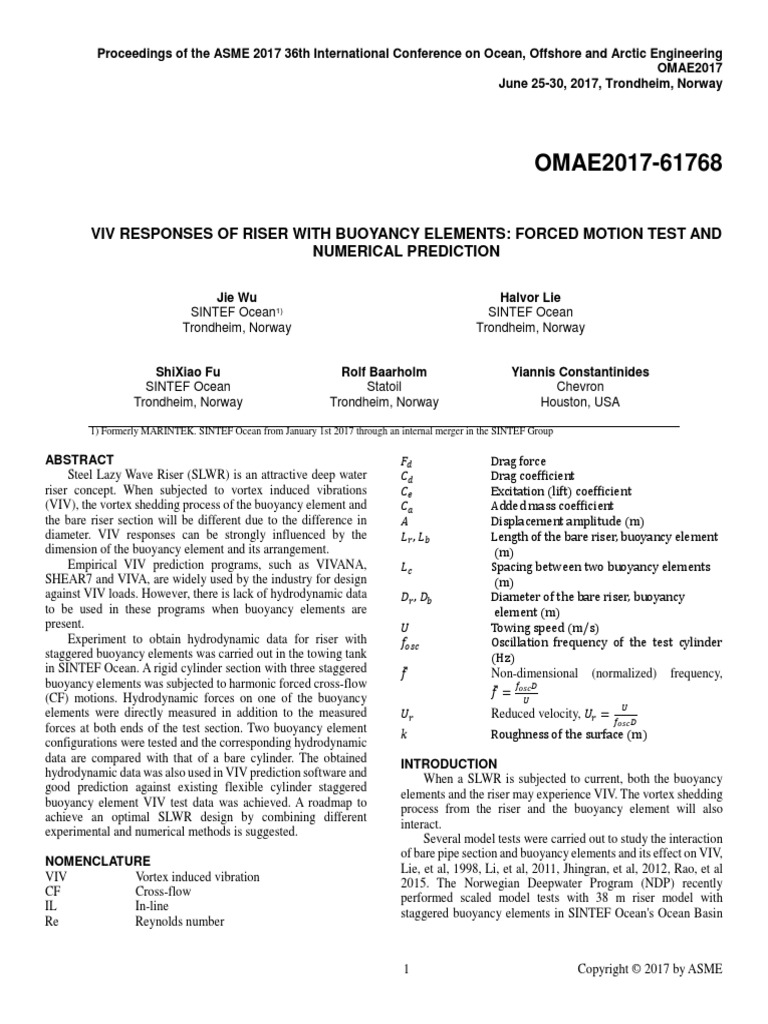 OMAE2017-61768 VIV RESPONSES OF RISER WITH BUOYANCY ELEMENTS (Final ...