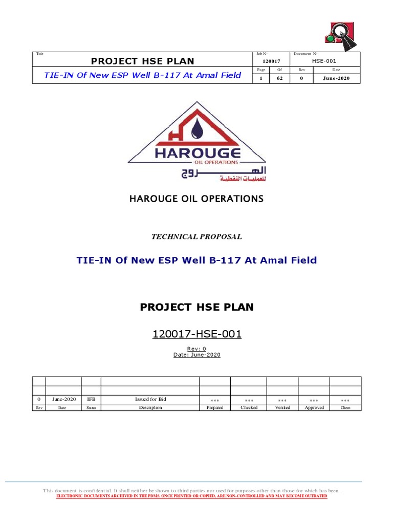 Hs-Hoo-Tp-120017-Hse-Pl-01 Project Hse Plan | PDF | Risk | Risk Assessment