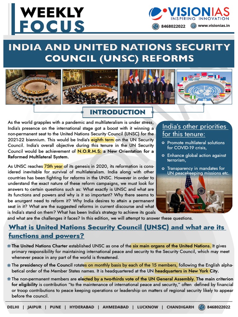 India and United Nations Security Council (UNSC) Reforms | PDF | United ...