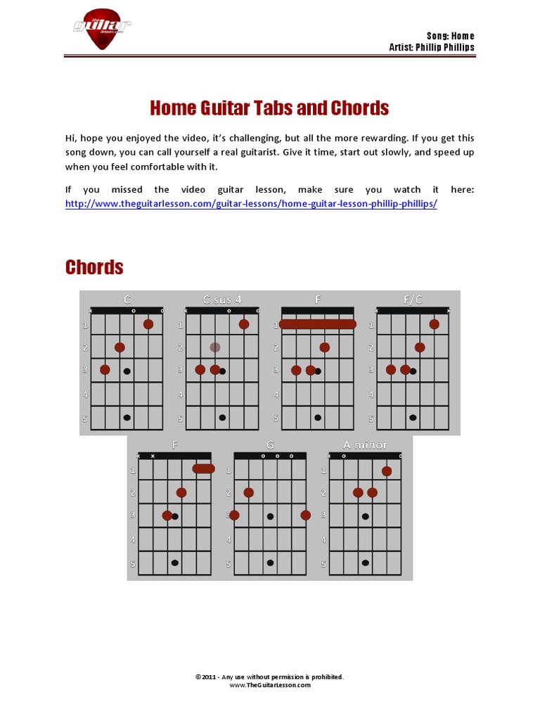 Home Guitar Tabs and Chords: Song: Home Artist: Phillip Phillips | PDF ...