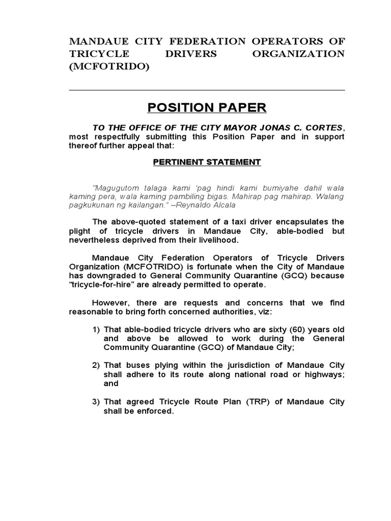 MANDAUE TRICYCLE DRIVERS SEEK GCQ WORK PERMIT | PDF | Government ...