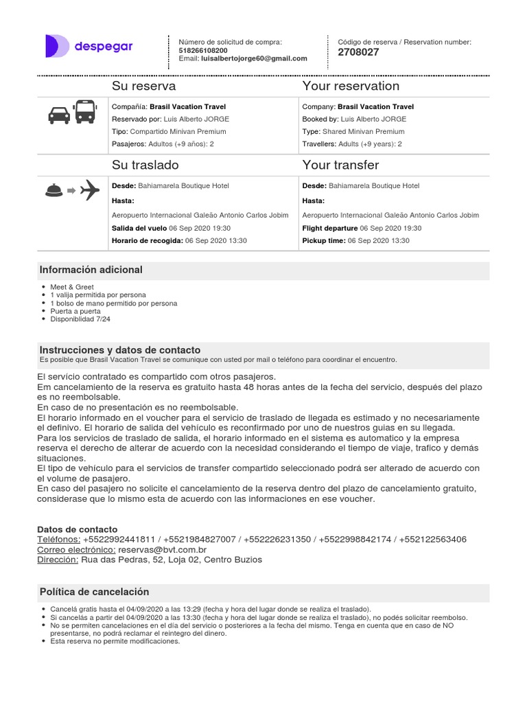 Voucher Transfer 6562467 | PDF | Transporte | Business