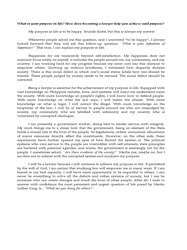 Personal Statement | PDF | Meaning Of Life | Public Sphere