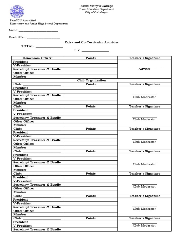 Extra Curr Final Format | PDF | Schools | Learning