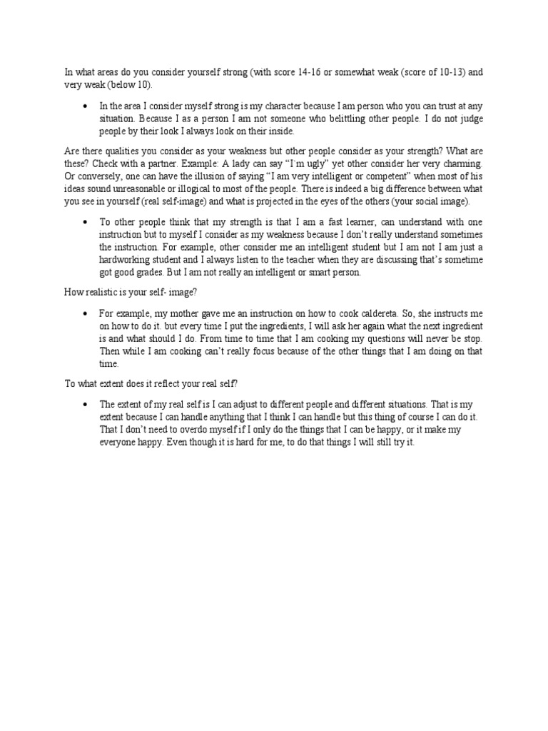 Self-Reflection on Strengths and Weaknesses | PDF | Self-Improvement