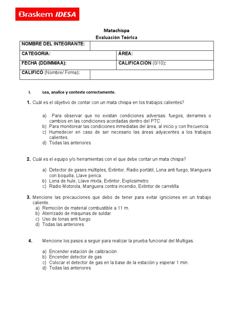 Importancia del Matachispas en Trabajos Calientes | PDF | Naturaleza ...
