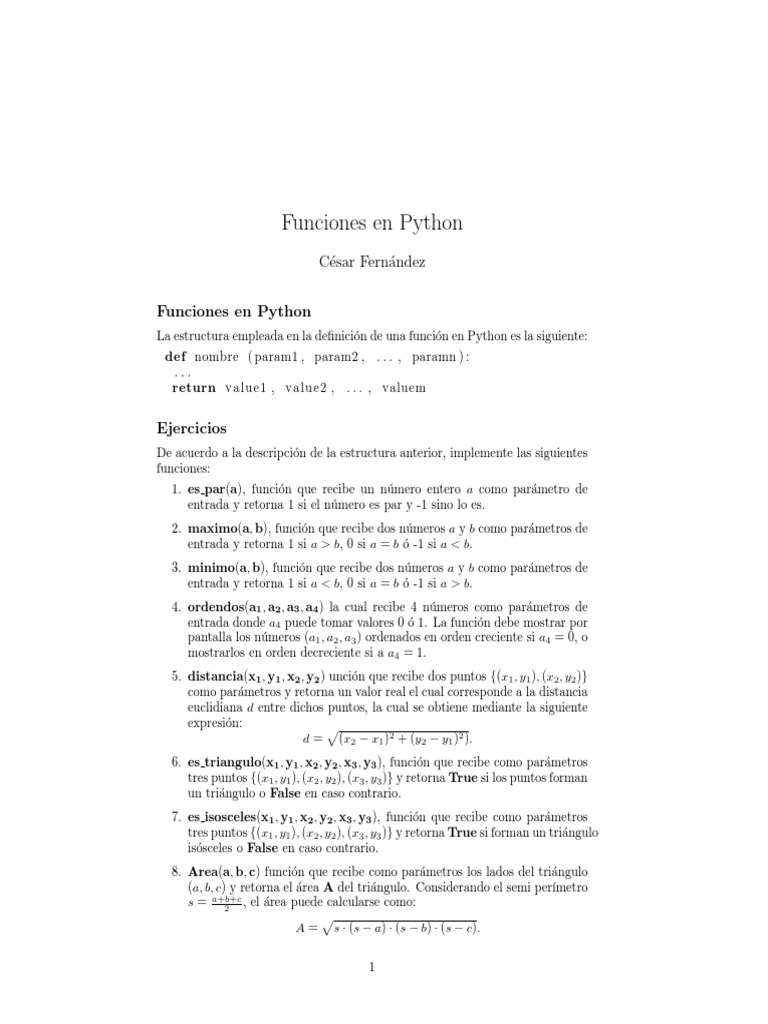 Funciones en Python PDF | PDF