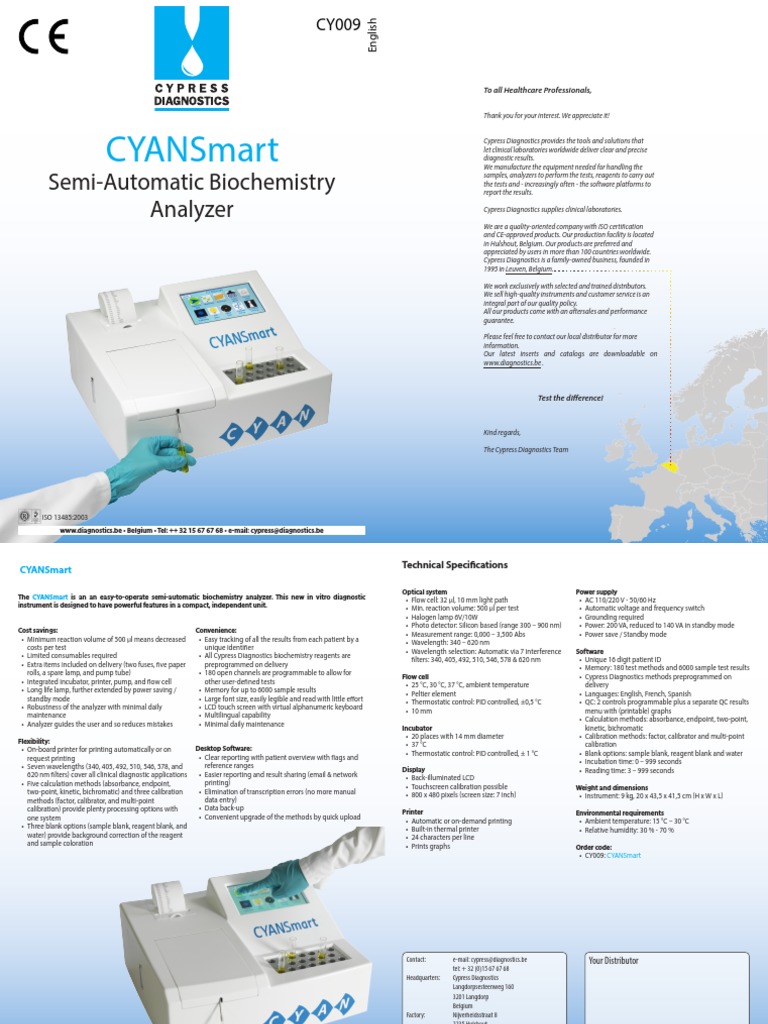 Cyansmart: Semi-Automatic Biochemistry Analyzer | PDF | Medical ...
