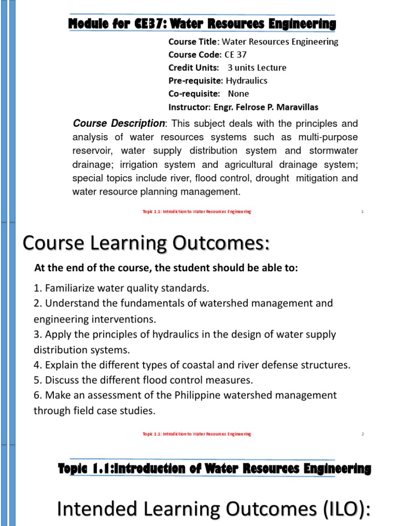Week 1 For CE37 | PDF | Human Body | Water Resources