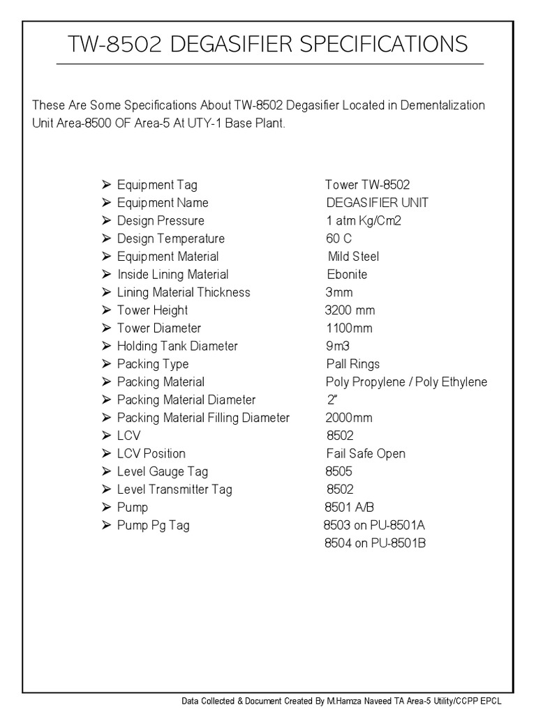 Degasifier Specifications | PDF