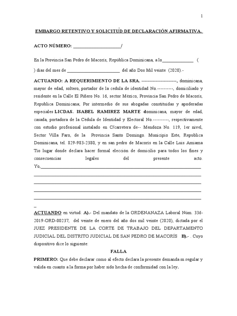 EMBARGO RETENTIVO Yanilda | PDF | República Dominicana | Bancos