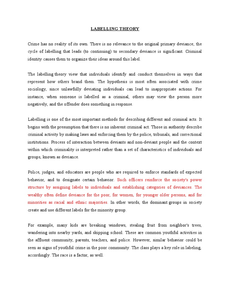 Labeling Theory | PDF | Deviance (Sociology) | Social Psychology