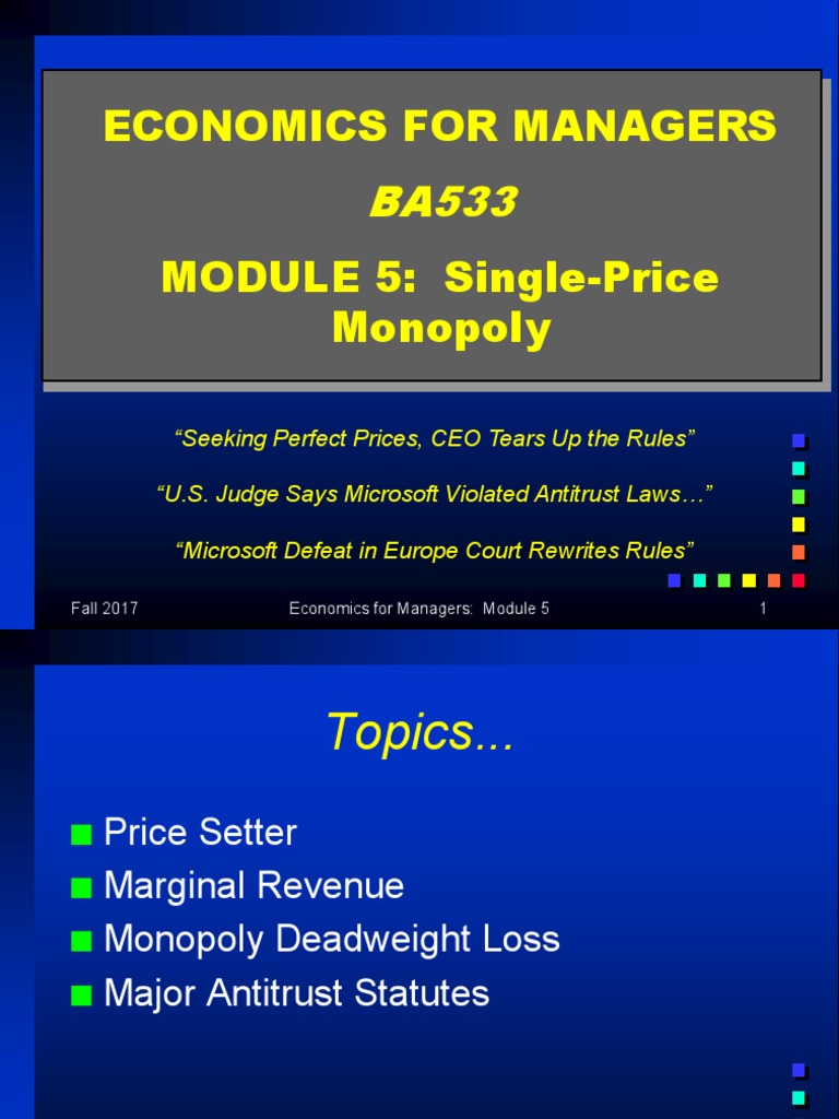 Lecture 5 Single-Price Monopoly | PDF | Monopoly | Market Power