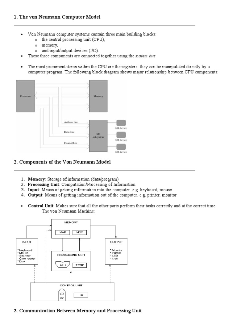 The Von Neumann Computer Model | PDF | Central Processing Unit | Input/Output