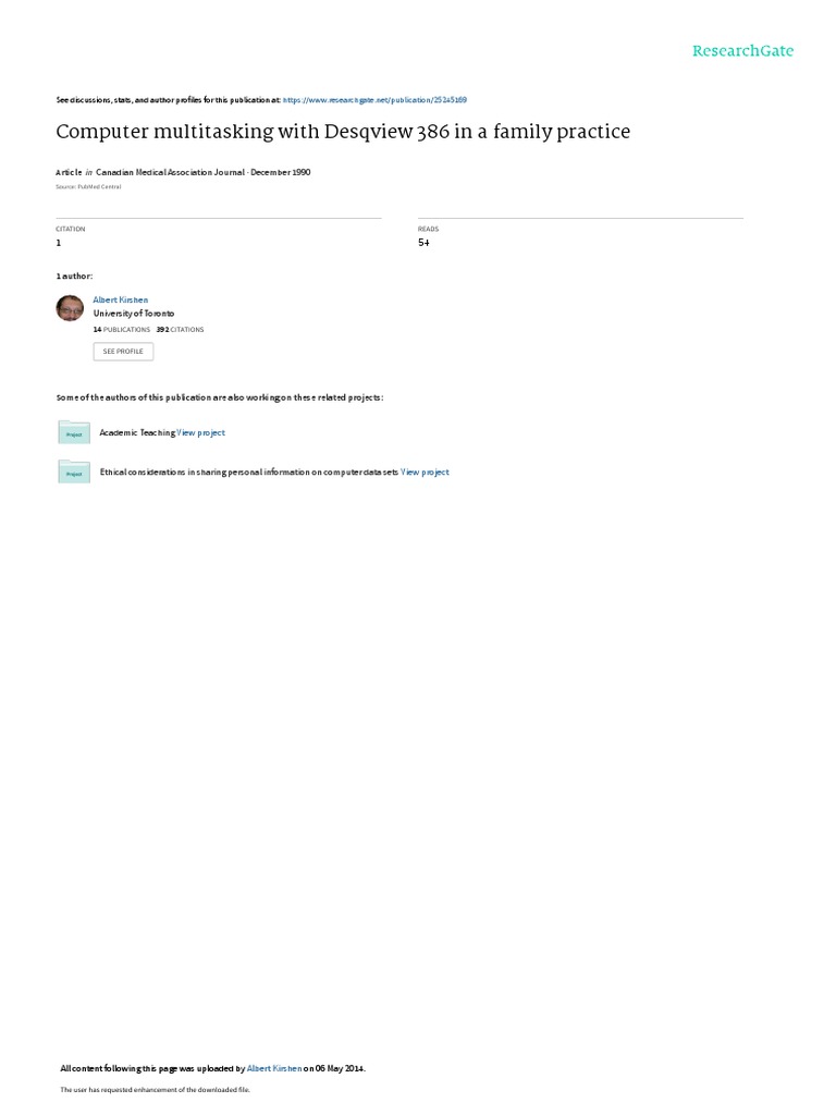 Computer Multitasking With Desqview 386 in A Family Practice | PDF ...