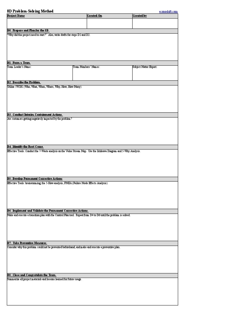 8D Problem Solving Method | PDF