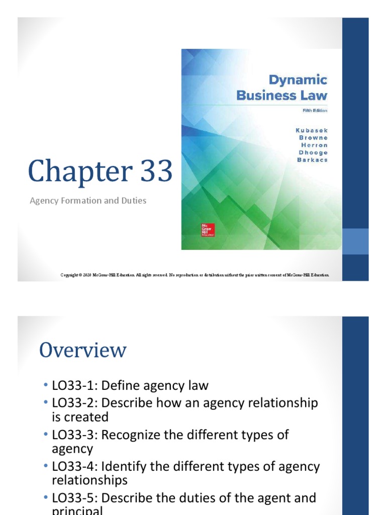 Chapter 33 Business Law Powerpoint | PDF | Law Of Agency | Ratification