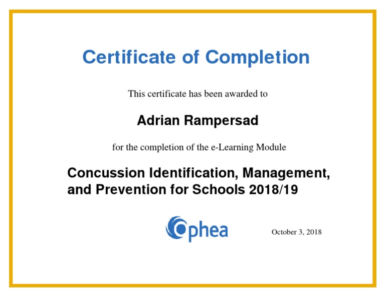 Concussion Identification Management and Prevention For Schools 201819 ...