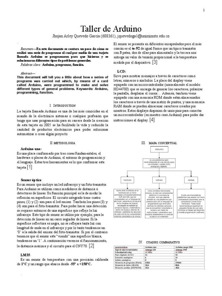 Informe Taller Arduino | PDF | Arduino | Infrarrojo