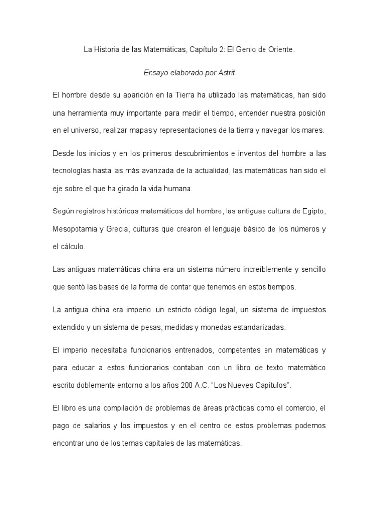 Historia De Las Matemáticas Genio De Oriente Pdf Pi Enseñanza De
