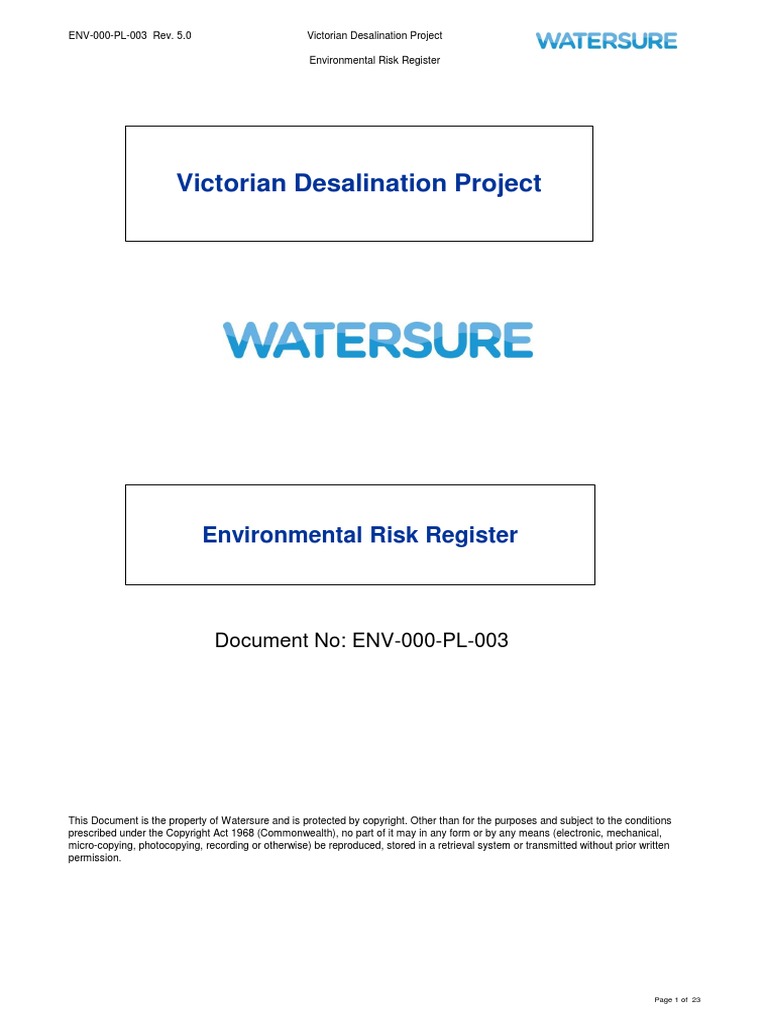 EMP - Environmental Risk Register | PDF | Pump | Road