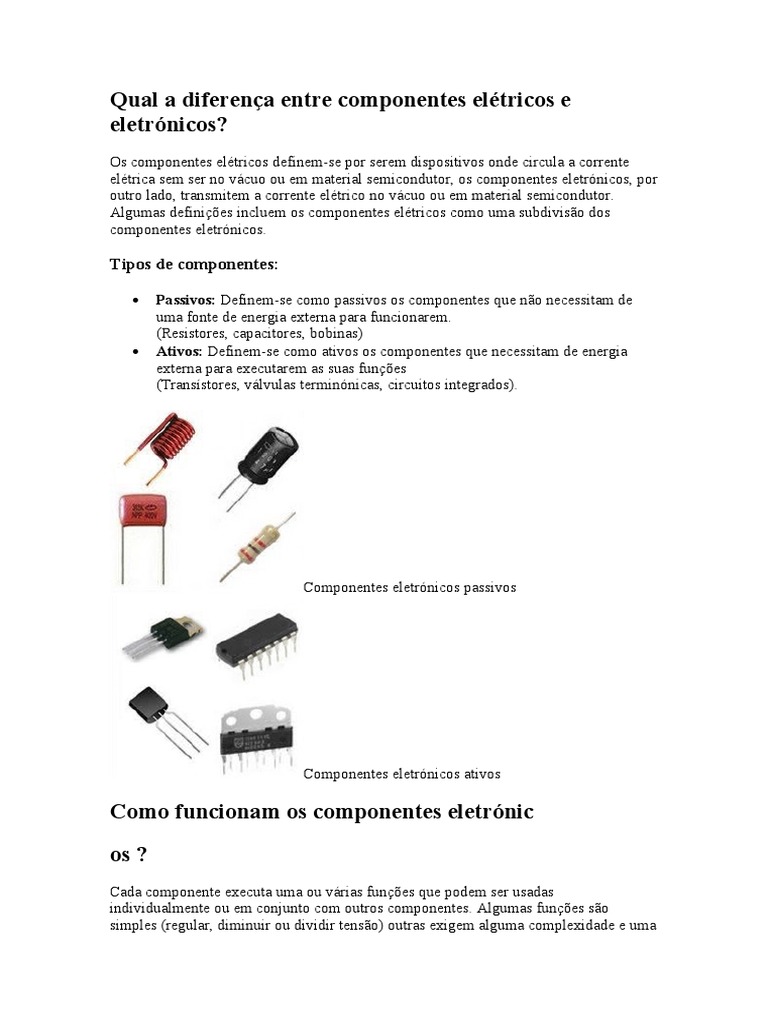 Diferenças entre Componentes Elétricos e Eletrônicos | PDF | Indutor ...