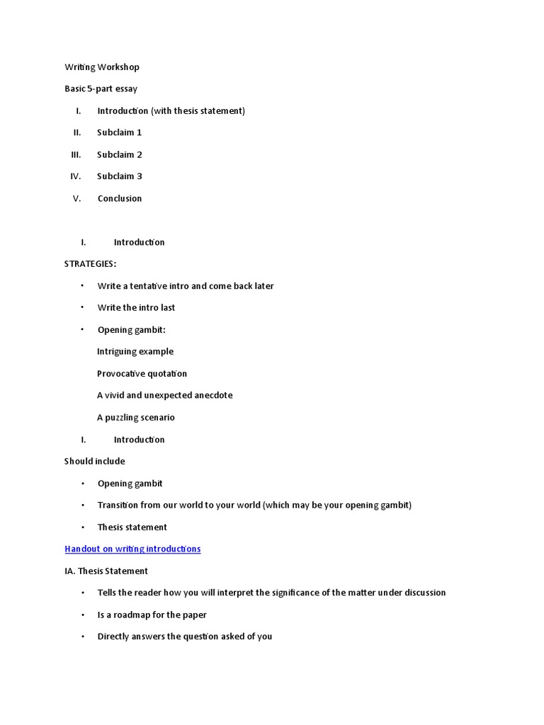 Handout On Writing Introductions | PDF | Essays | Morality