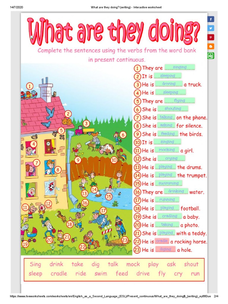 What Are They Doing - (Writing) - Interactive Worksheet | PDF