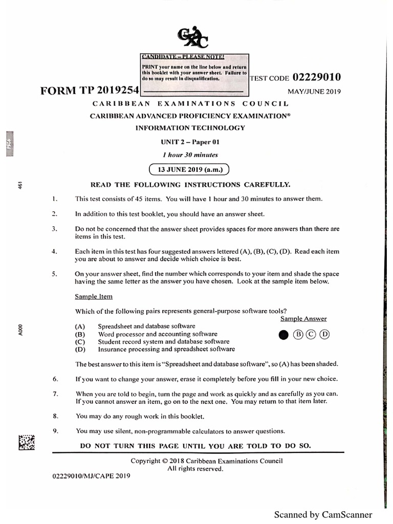 It Cape 2019 U2 p1-1 | PDF