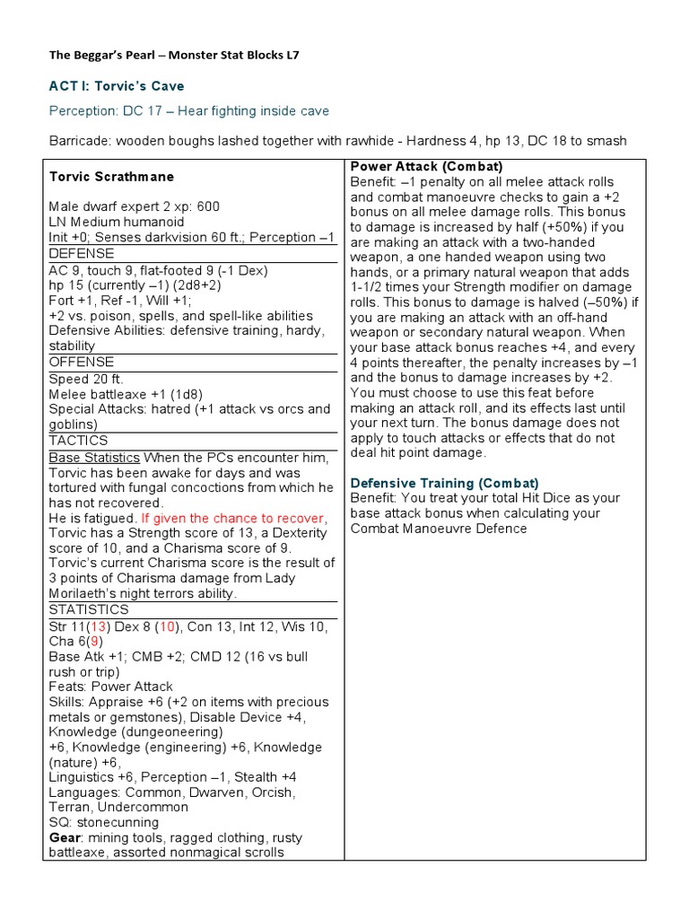 Beggars Pearl Monster Stat Blocks L7 | PDF | Odor | Olfaction