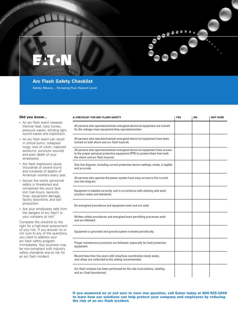 Arc Flash Safety Checklist: Safety Means Knowing Your Hazard Level ...
