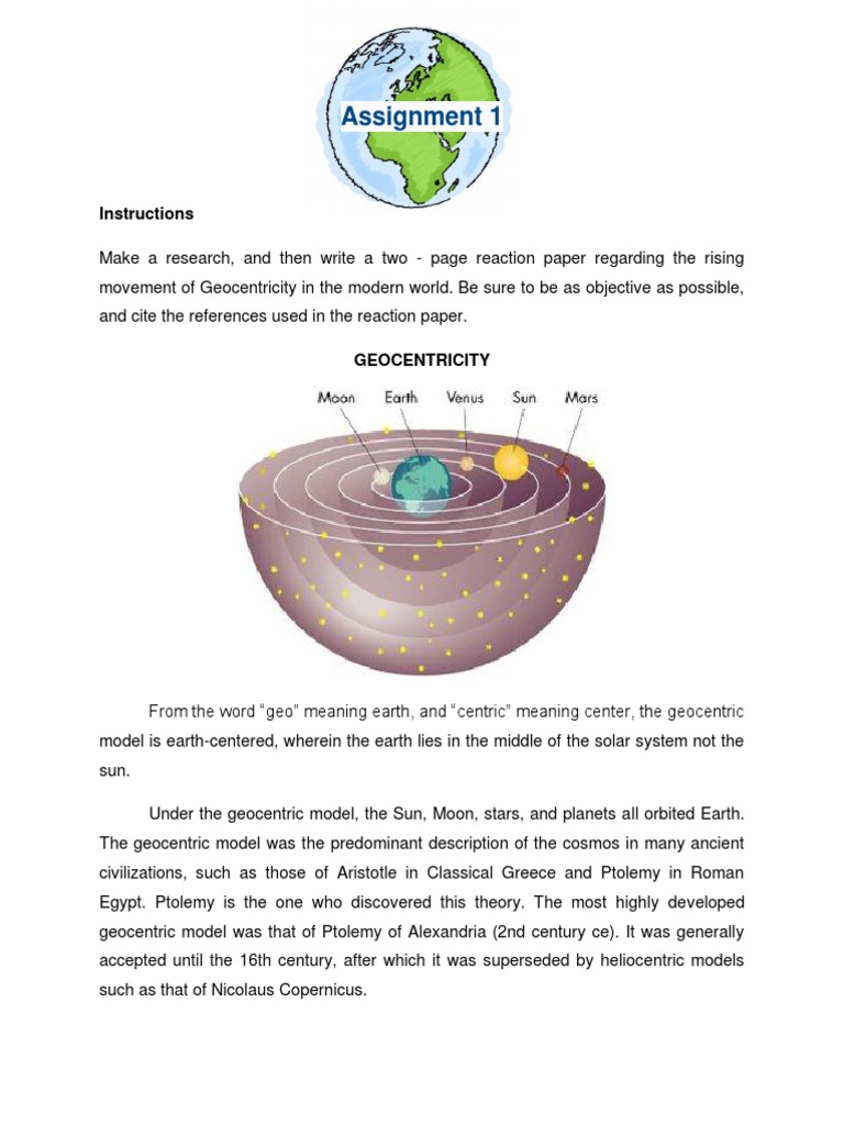 Assignment #1 - Geocentricity | PDF | Heliocentrism | Astronomy