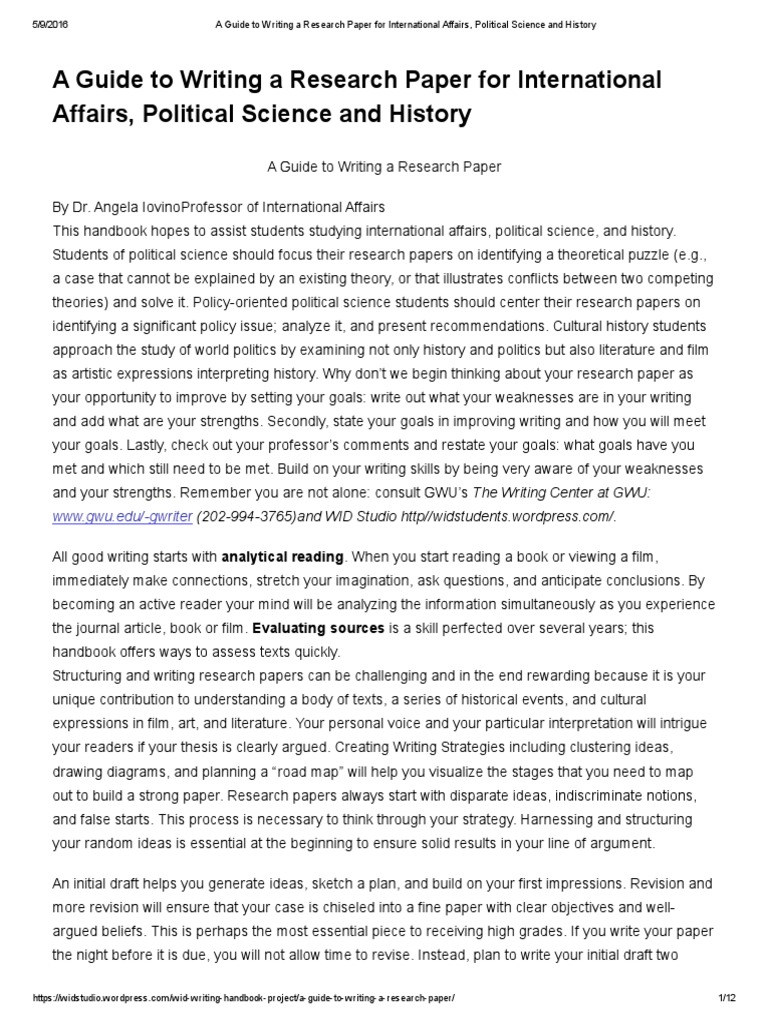 A Guide To Writing A Research Paper For International Affairs ...