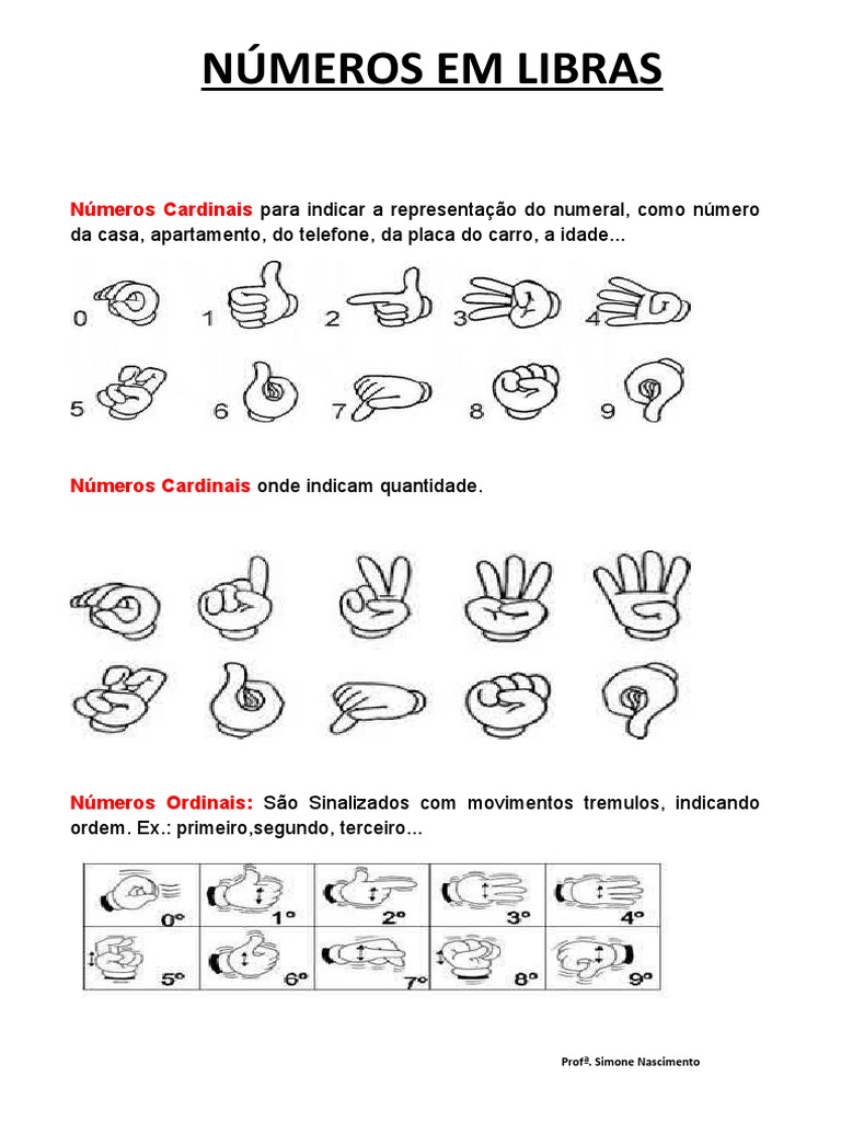 Números em Libras: Cardinais e Ordinais | PDF