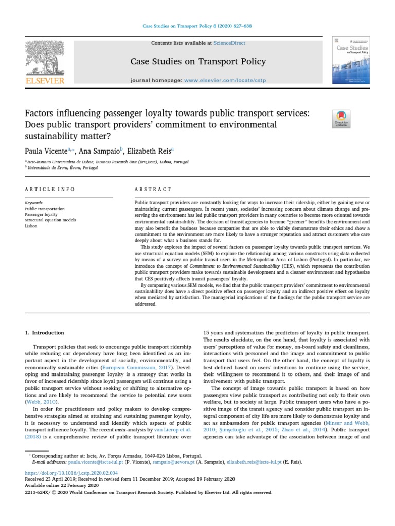 Case Studies On Transport Policy: Sciencedirect | PDF | Factor Analysis ...