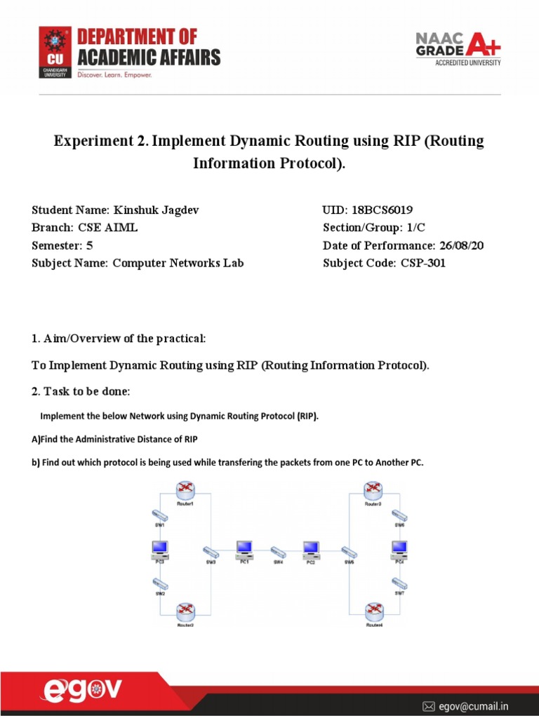 Experiment 2. Implement Dynamic Routing Using RIP (Routing Information ...