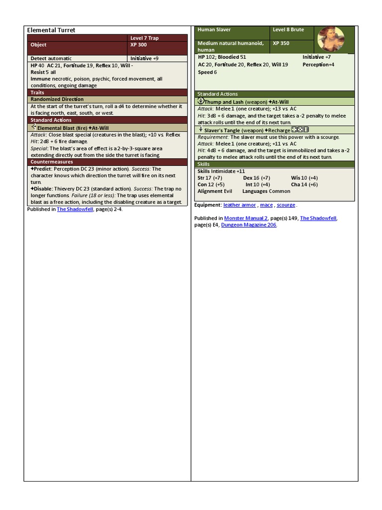 Shadowfell Monster Stat Blocks PRINTED | PDF | Dungeons & Dragons | Leisure
