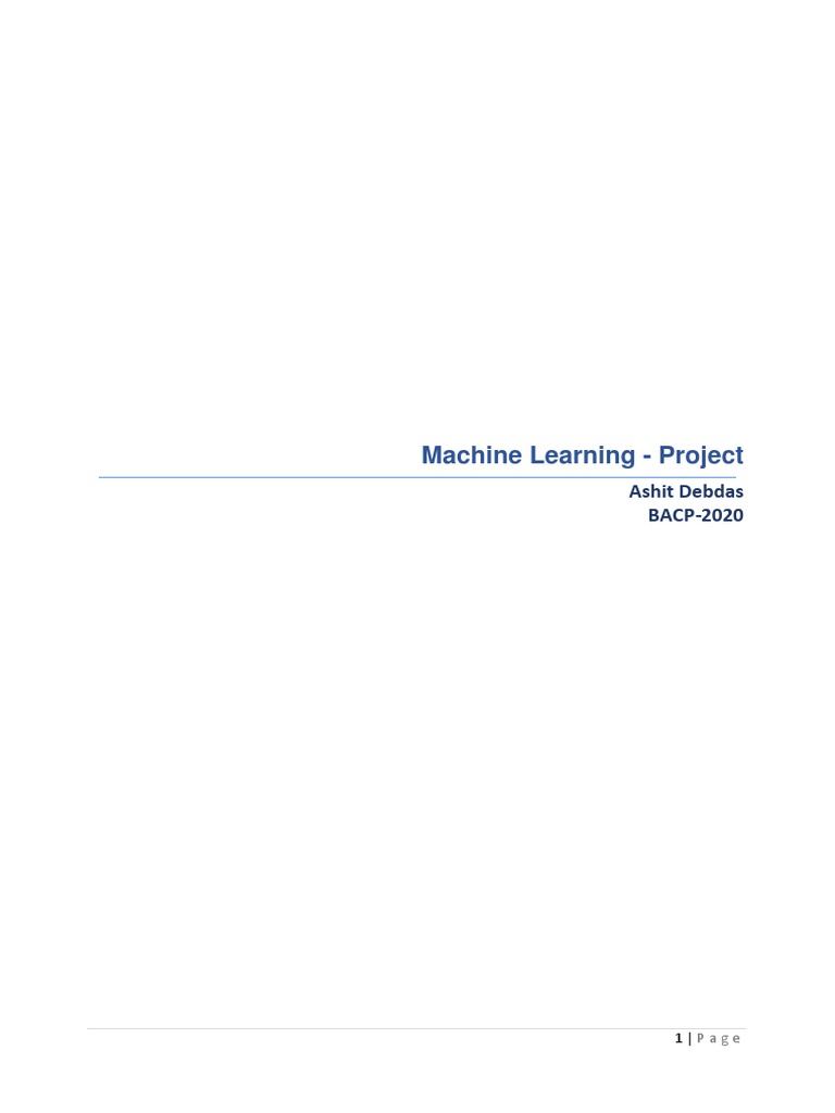 Machine Learning - Project | PDF | Cluster Analysis | Artificial Neural Network