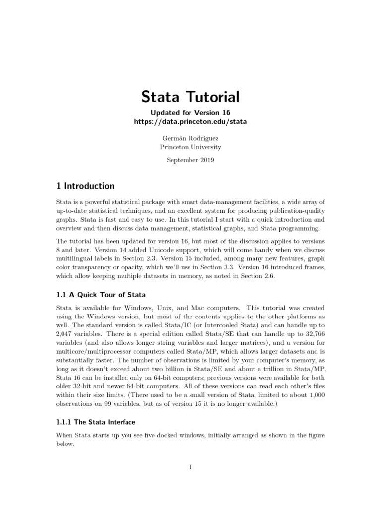 Stata Tutorial: Updated For Version 16 | Download Free PDF | String (Computer Science ...