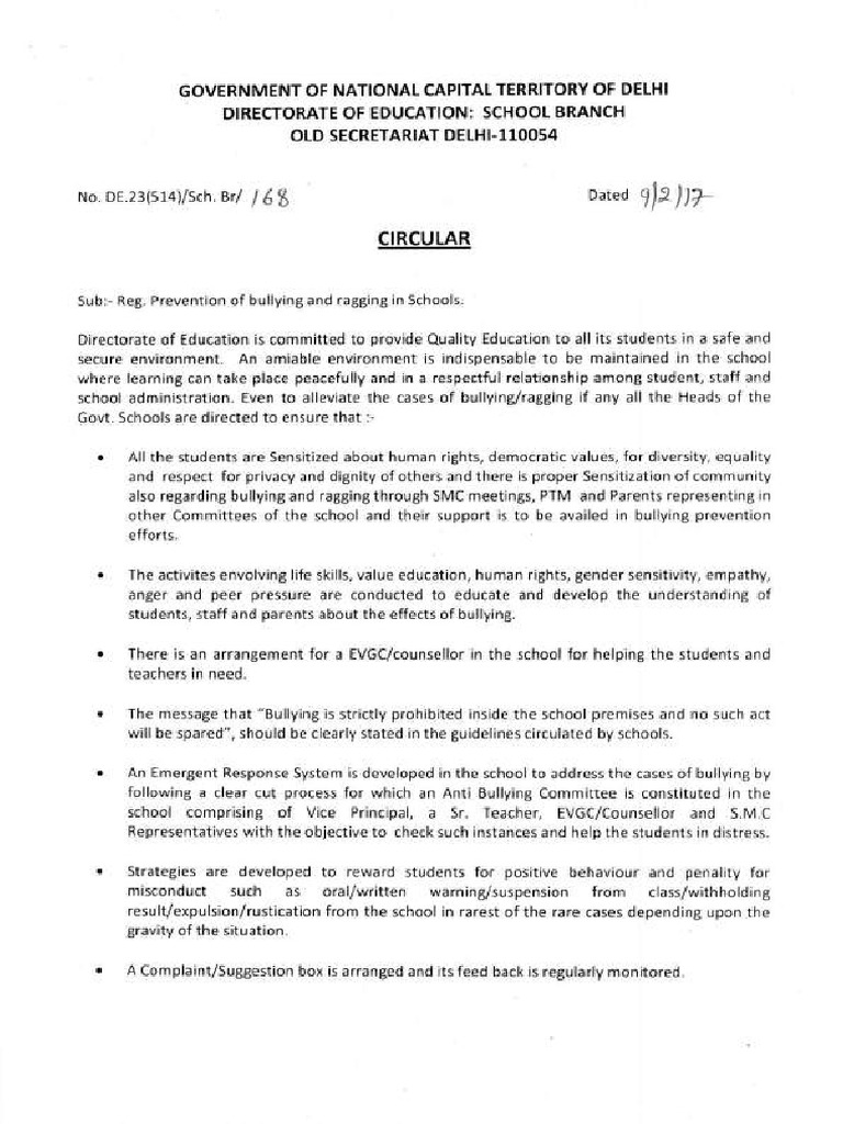 Prevention of Bullying & Ragging 2017-Min-Ilovepdf-Compressed | PDF ...