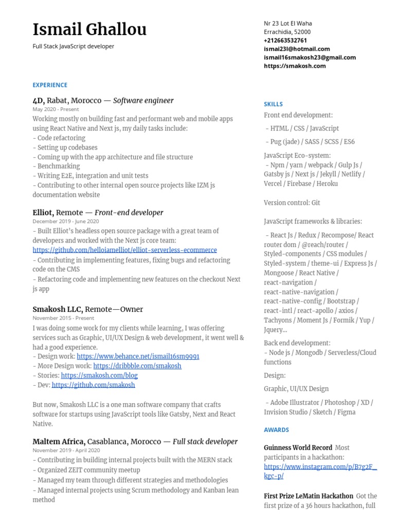 Work Resume PDF | PDF | Web Application | Java Script