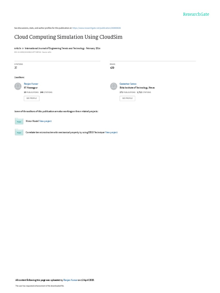 Cloud Computing Simulation Using CloudSim PDF | PDF | Virtual Machine ... Cloud Computing Simulation Using CloudSim PDF | PDF | Virtual Machine ...