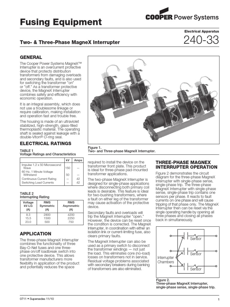Fusing Equipment: Two-& Three-Phase Magnex Interrupter | PDF | Fuse ...
