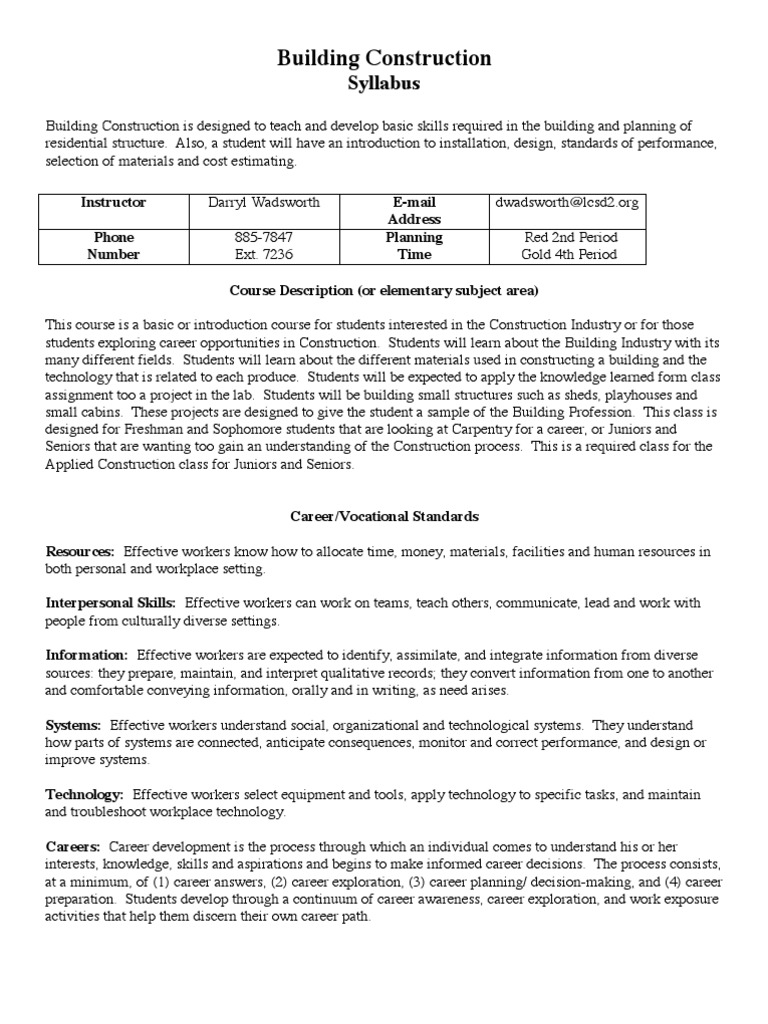Building Construction: Syllabus | PDF | Carpentry | Design