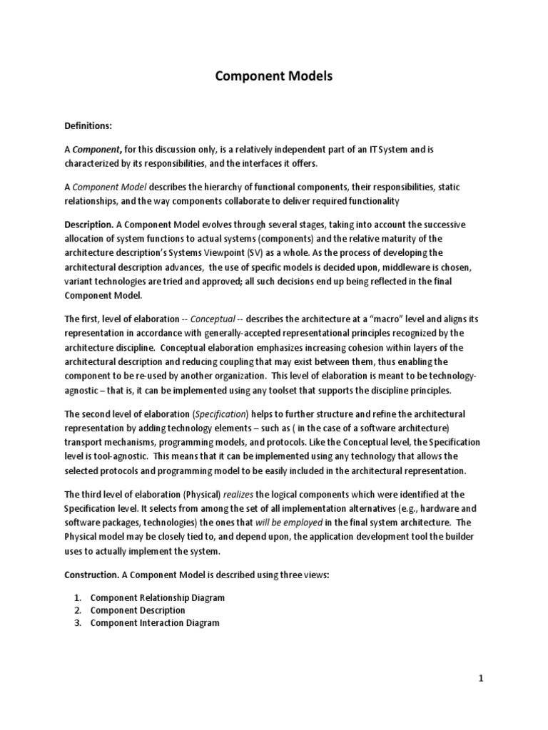 Vol 1 Sect 7-2-1 Component Models | PDF | Unified Modeling Language | Component Based Software ...