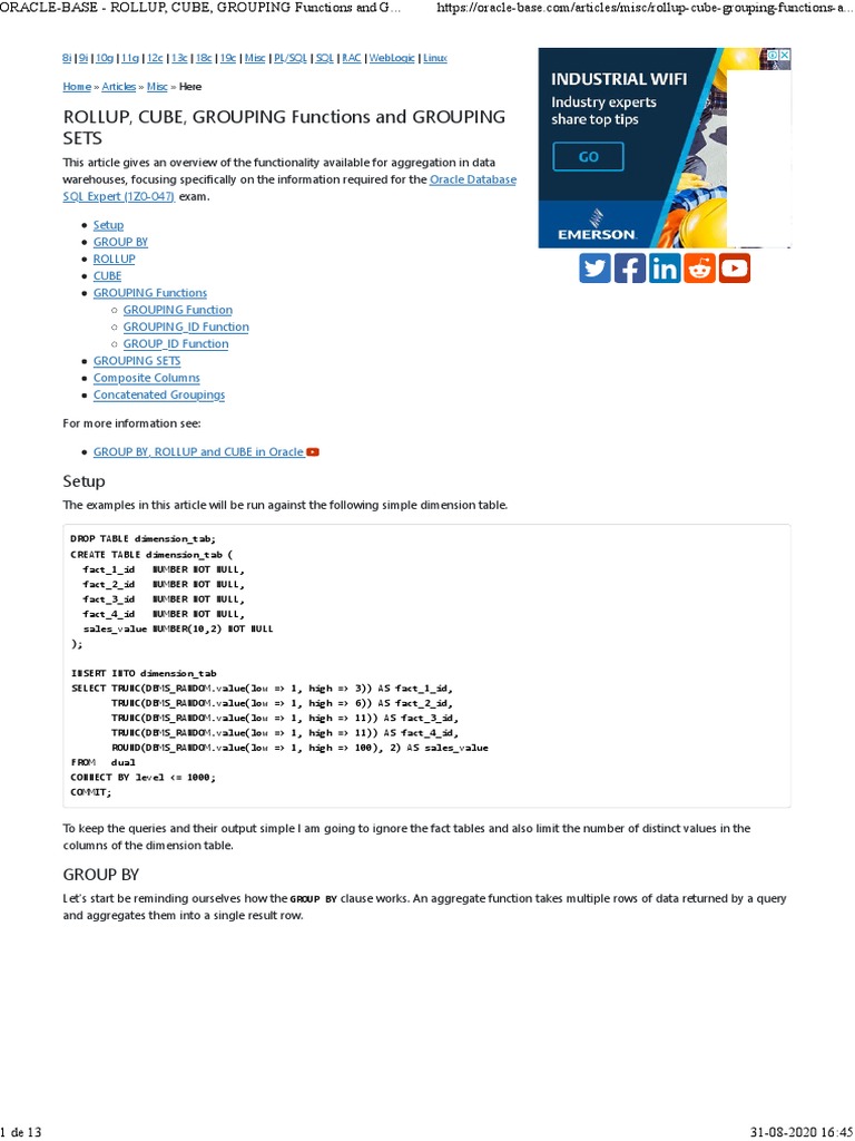 Rollup Cube Grouping Functions And Grouping Sets Pdf Information Retrieval Data