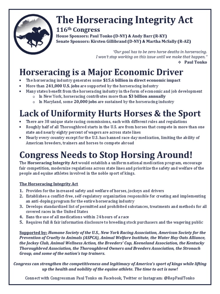 Horseracing Integrity Fact Sheet | PDF | Horse Racing | Thoroughbred