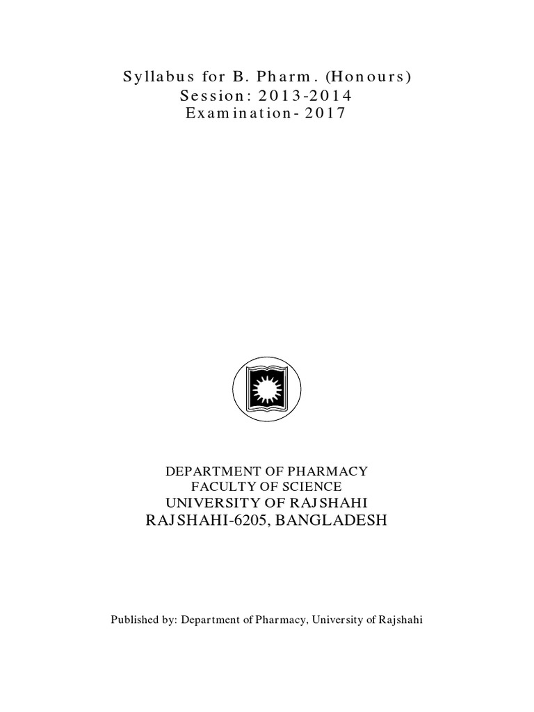 Syllabus For B. Pharm. (Honours) Session: 2013-2014: Examination-2017 ...
