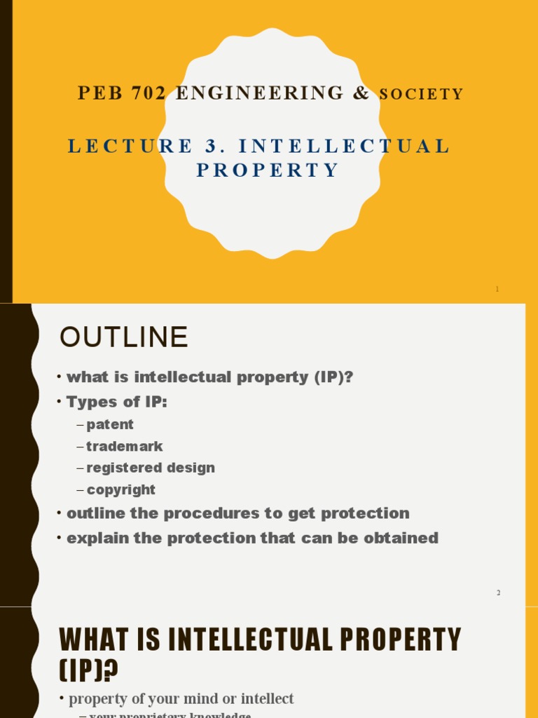 LECTURE 3. Intellectual Property | PDF | Trade Secret | Intellectual ...
